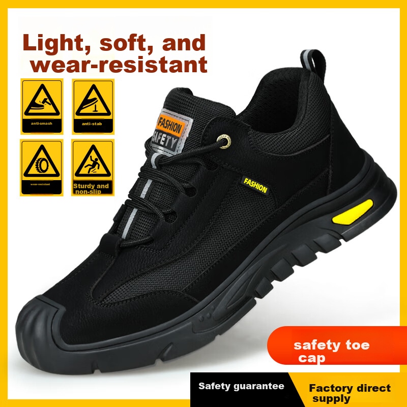 Jingtu Safety Shoes for Men, Wear-Resistant, Steel Toe Cap, Puncture-Resistant, Comfortable, Breathable for Summer, Safety Work Shoes 0253F Size 45