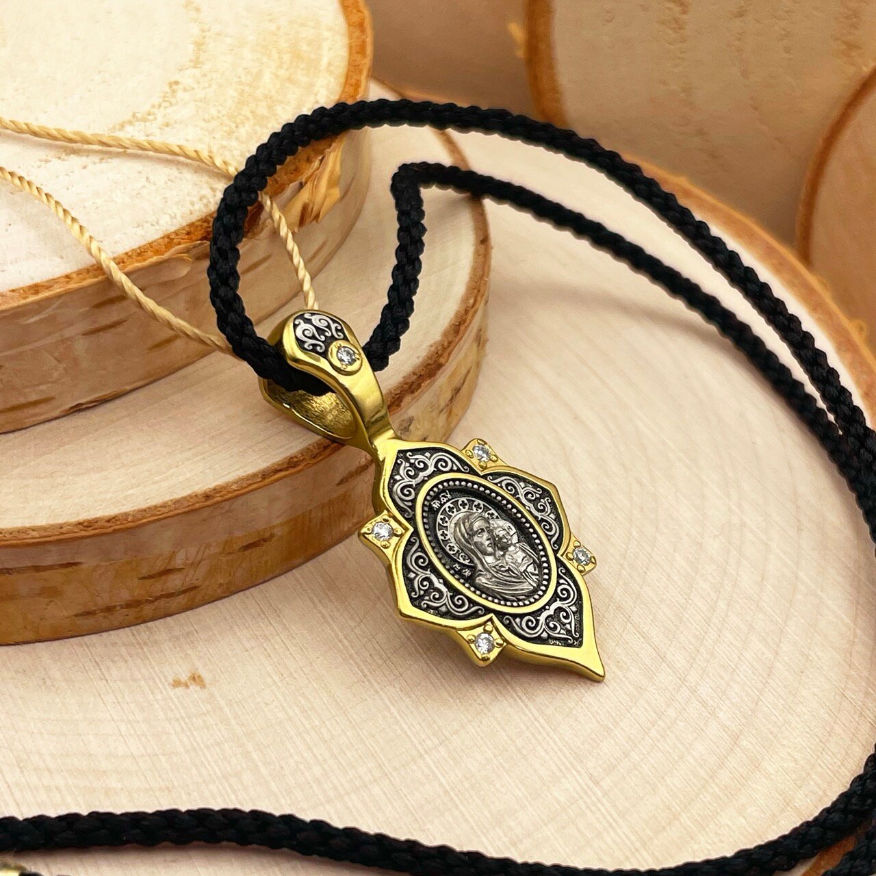 Комплект украшений, серебро, 925 проба, чернение, оксидирование, золочение