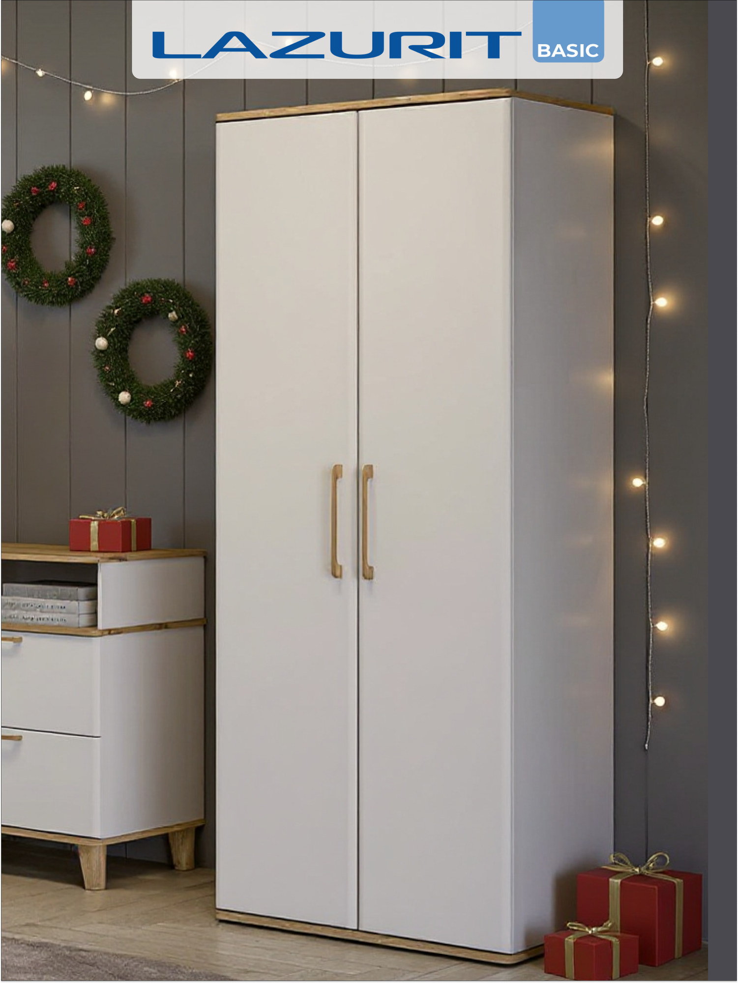 Шкаф для одежды белый Кассия Lazurit шкаф распашной в прихожую спальню и детскую 200,4х52х80 см большой