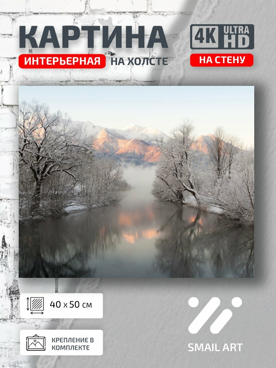 Картина на холсте интерьерная 40 на 50 на стену Иней Landscape для спальни пейзаж интерьер