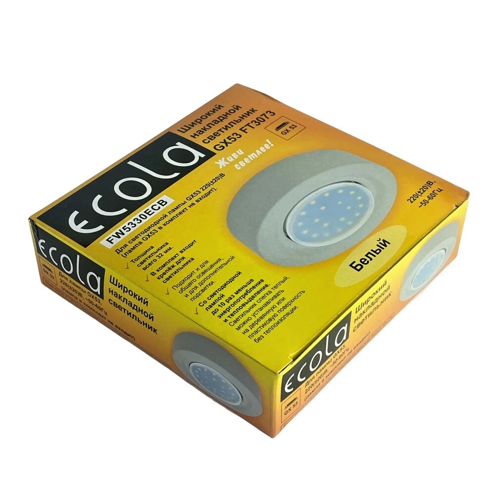 Светильник накладной Ecola GX53-FT3073 Широкий Белый 32х130 FW5330ECB