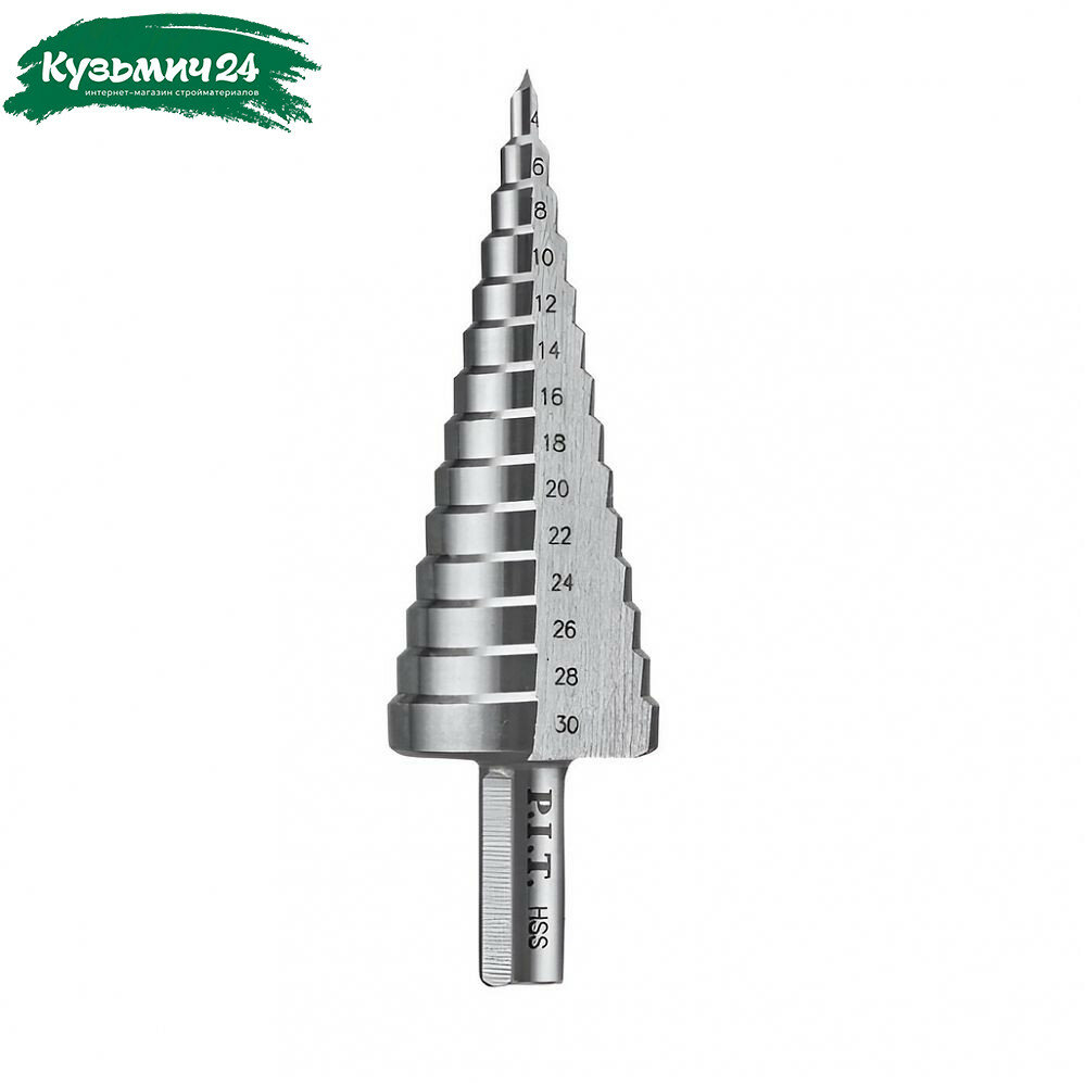 Сверло по металлу P.I.T. 4-30 мм, ступенчатое, спиральное, хвостовик цилиндрический