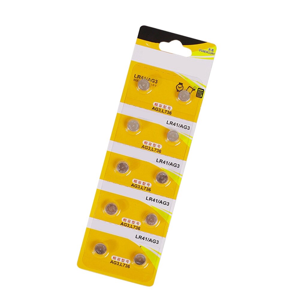 Набор из 10 батареек-таблеток AG3 LR41 для калькуляторов.