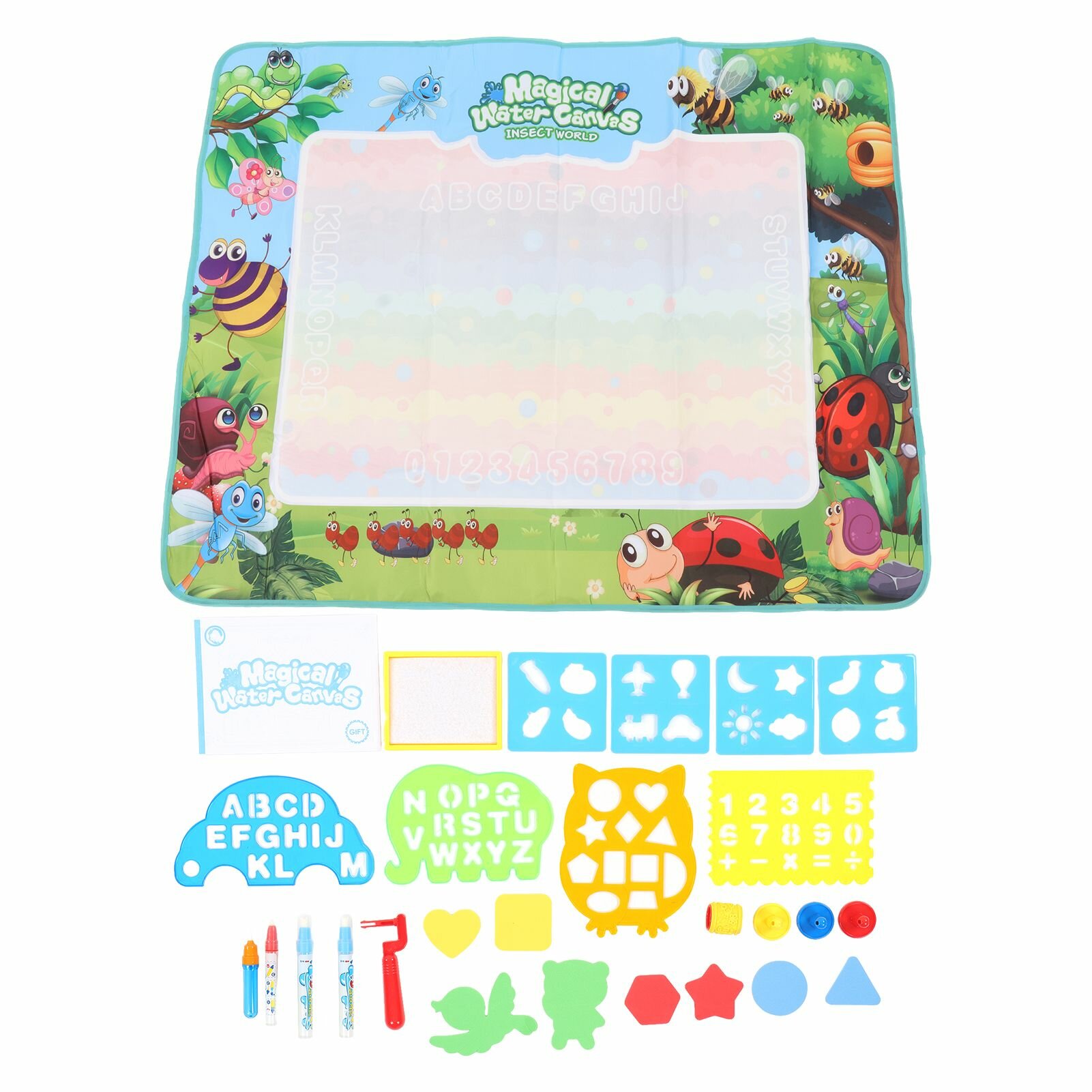 Коврик для рисования с водой, 100x80 см, лесные насекомые и животные, водонепроницаемый складной портативный красочный волшебный коврик