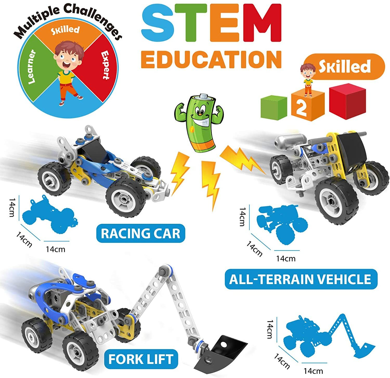 Моторизированные STEM-конструкторы для детей 7, 8, 9, 10 лет мальчиков и девочек, 5 в 1 строительные блоки с несколькими уровнями сложности, образовательные конструкторы, 3D-пазлы, идеальный подарок на Рождество и день рождения