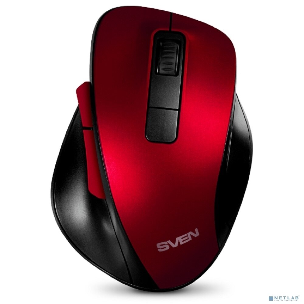 Мышь беспроводная Sven RX-525SW красная (бесшумн. кл, 5+1кл. 600-1400DPI, Soft-touch, блист.)