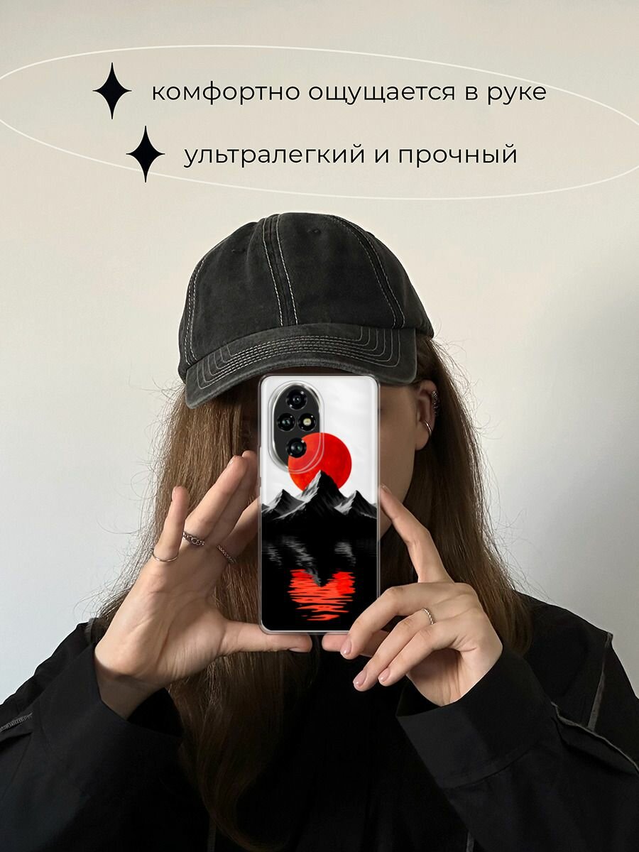 Чехол на Honor 200 Pro / Хонор 200 Про с принтом Черная гора, прозрачный — фото 1