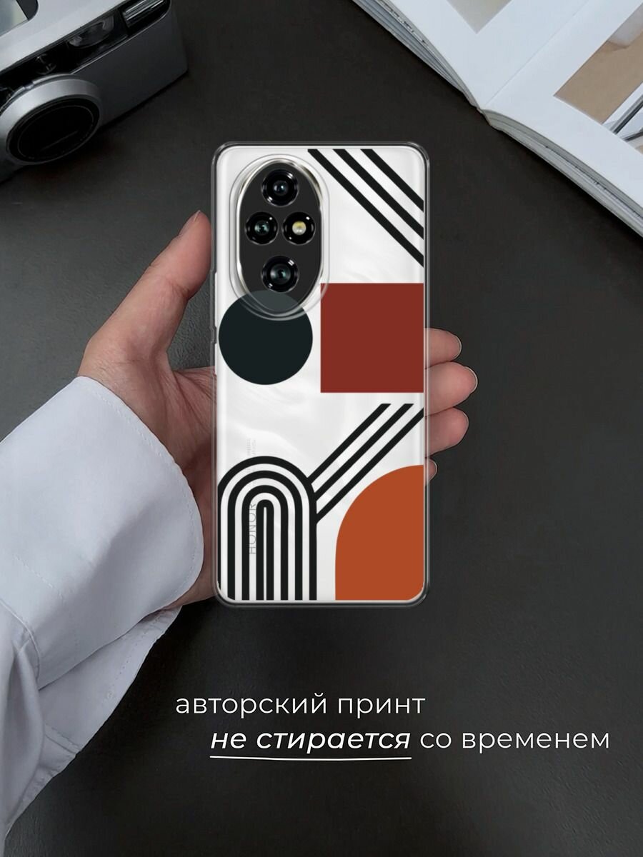 Чехол на Honor 200 Pro / Хонор 200 Про с принтом Абстрактная композиция, прозрачный — фото 1