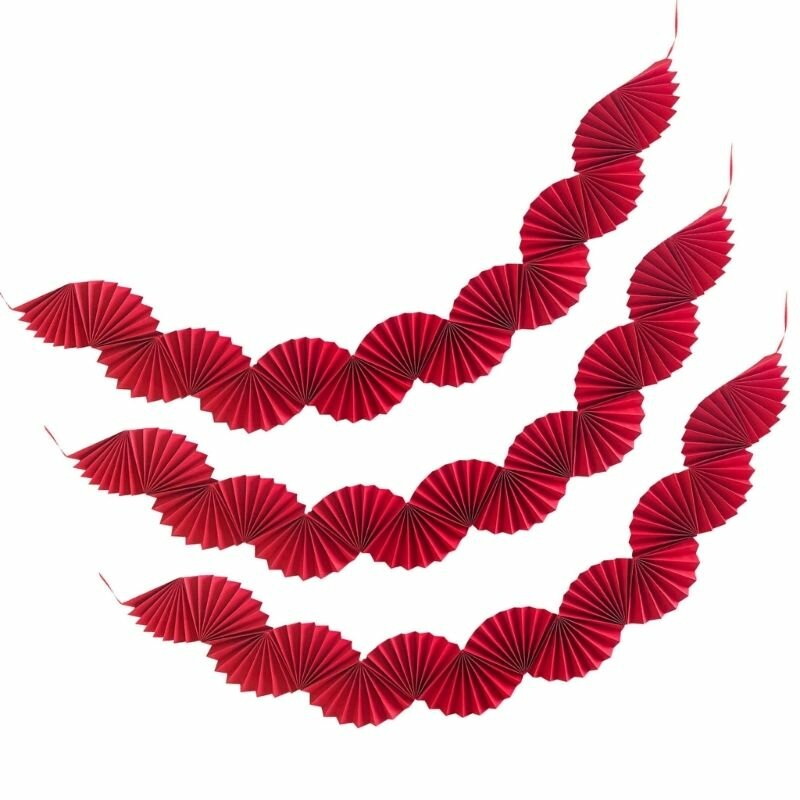 1 набор из 3-х, флуоресцентный бумажный веер, флаг, тематическое украшение для вечеринки-красный