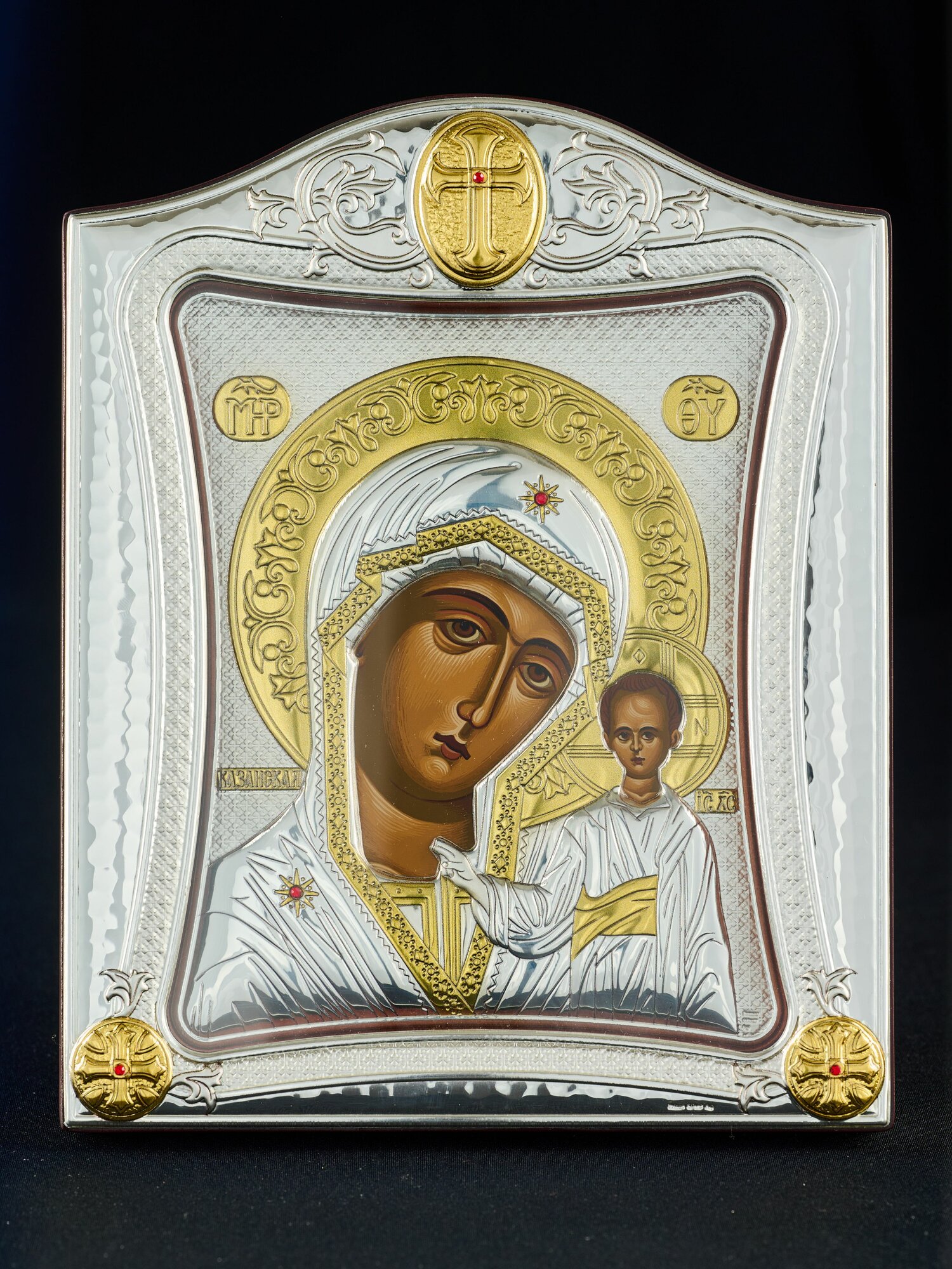 Серебряная икона Богородица Казанская Греческая Настольная