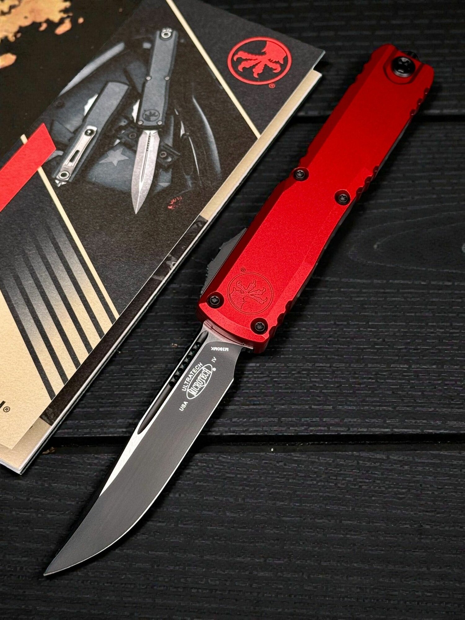 Нож складной MicroTech MCT112141RD Ultratech Gen IV, Black Blade, Red Handle