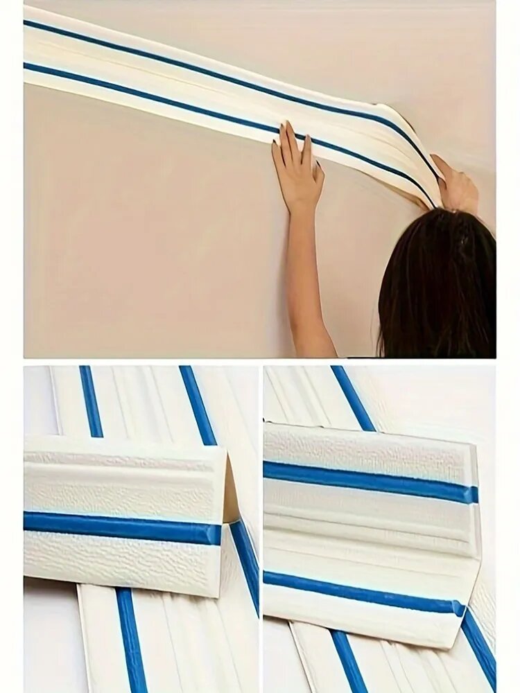 Эксклюзивная самоклеящаяся окантовка обоев угловая, белая с черными линиями