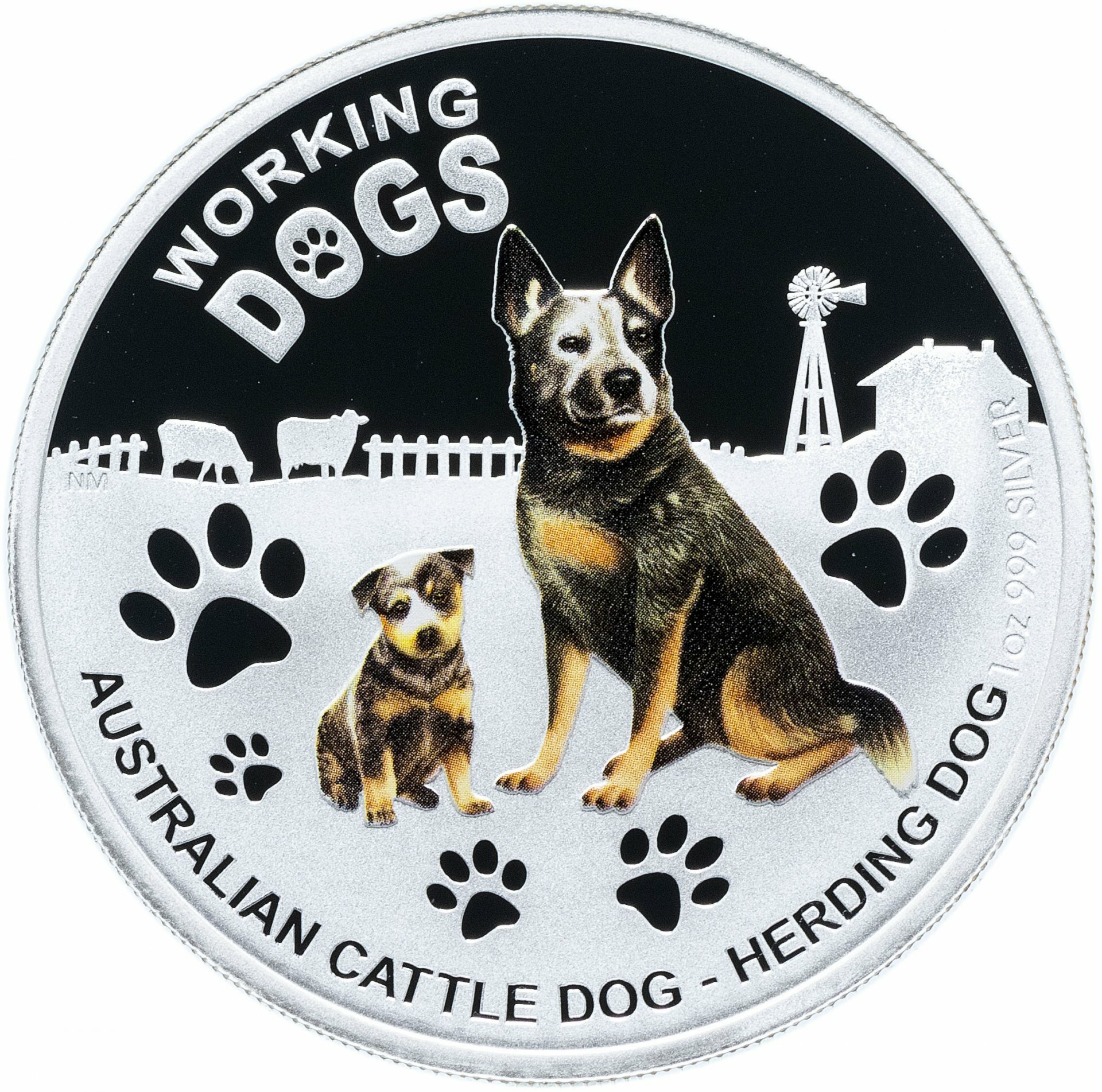 Тувалу 1 доллар 2011 "Австралийская пастушья собака" в футляре, с сертификатом, Серебро 999, в сохранности Proof
