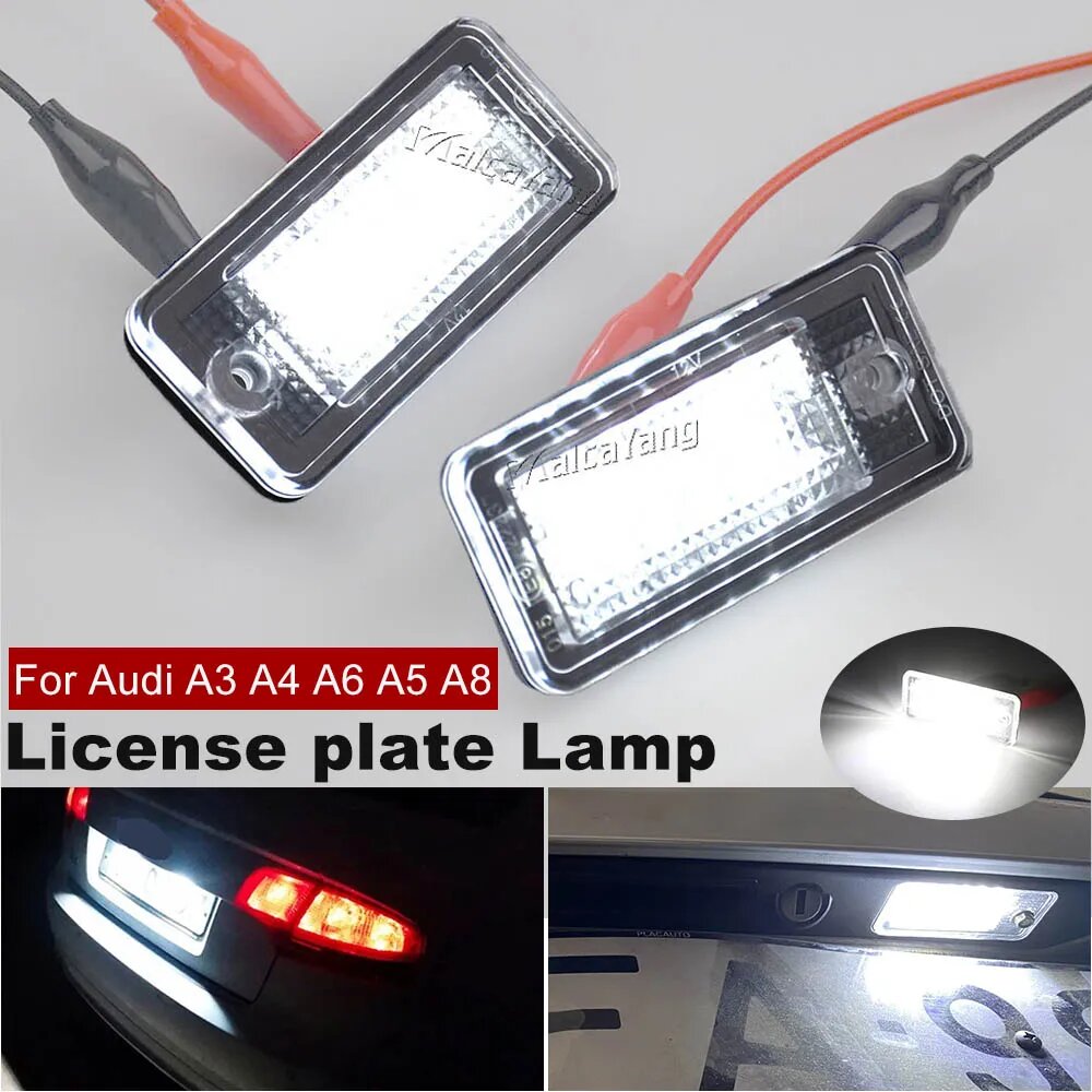 2 шт. подсветка номерного знака для Audi A3 S3 A4 S4 RS4 B7 A6 S6 RS6 C6 A5 S5 Q7 A8 S8 белая лампа номерного знака Canbus без ошибок