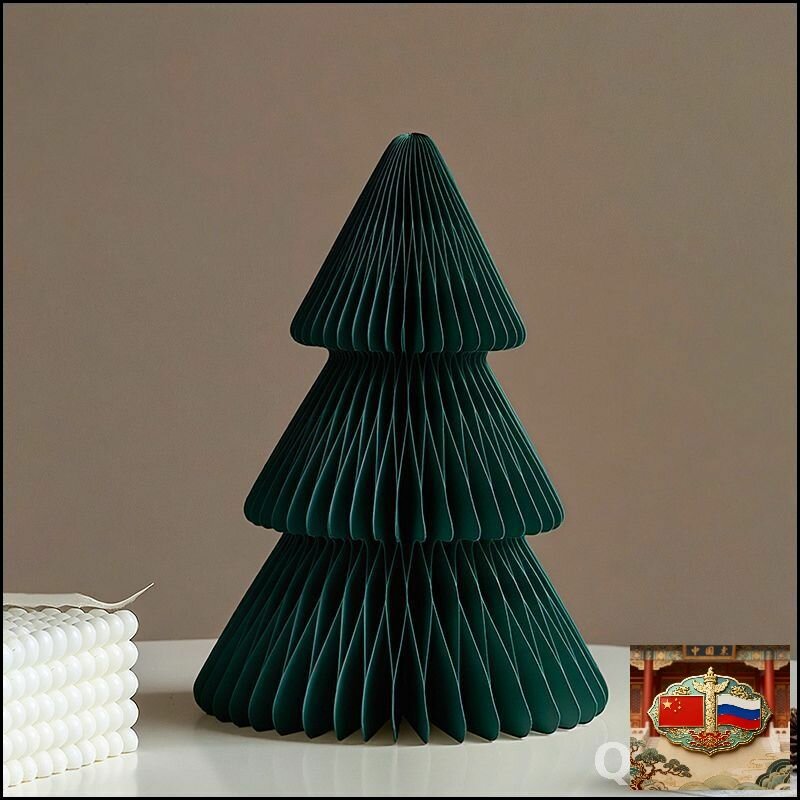 Трехмерный Мини-рождественская елка из складывающейся бумаги, Украшение для рабочего стола, подарок на новый год,1 кусок