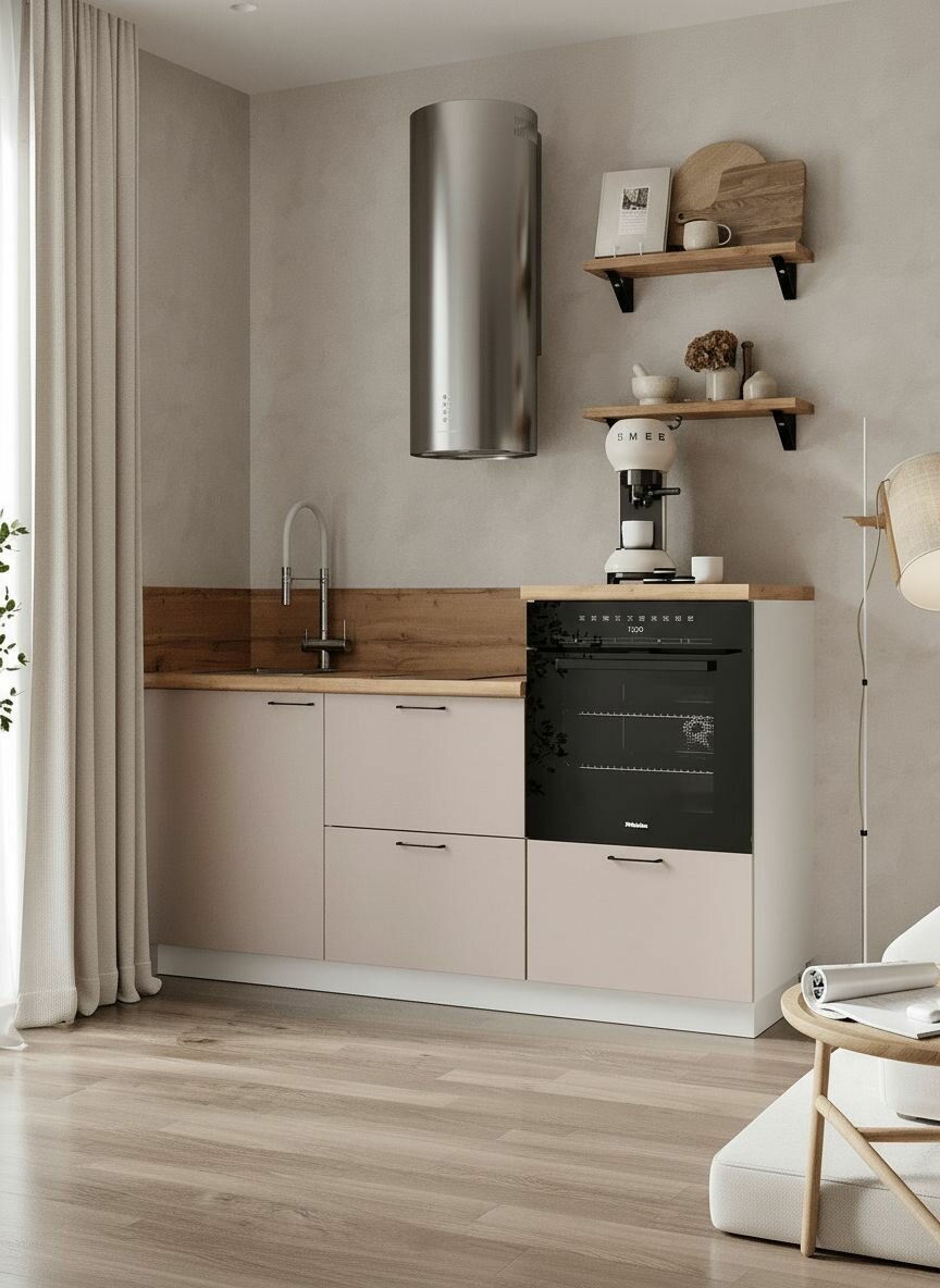 ARNIKA Кухонный гарнитур со столешницей "Дакия" 1,8м, цвет магнолия (бежевый), фасад пленка ПВХ