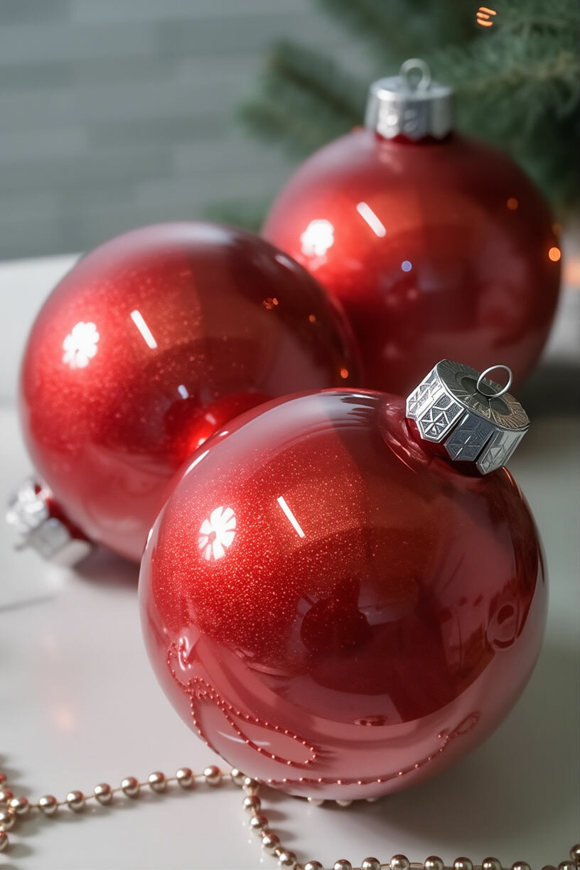 Набор ёлочных ПЭТ шаров УЮТ рождества, красный, 15 см, упаковка 3 шт, Winter Deco 2000101