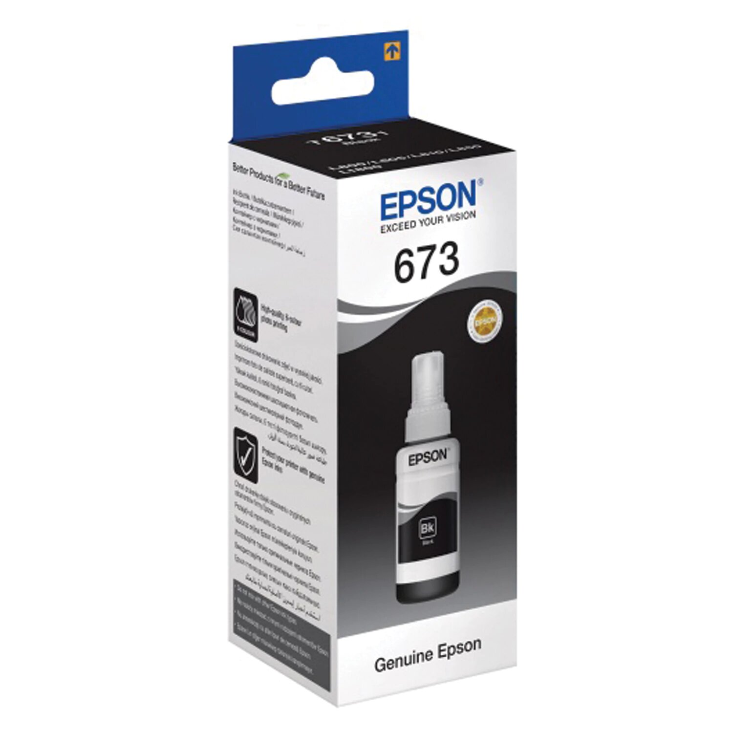 Чернила EPSON 673 (T6731) для СНПЧ Epson L800/L805/L810/L850/L1800, черные, оригинальные