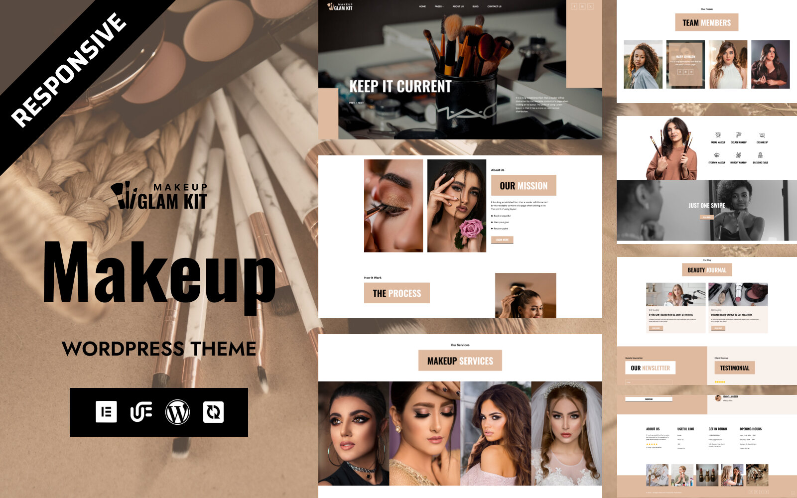 Подарочный сертификат на Шаблон для сайта Вордпресс с демоконтентом Glam Kit - Makeup Artist & Beauty Spa Wellness Salon WordPress Elementor Theme WordPress Theme