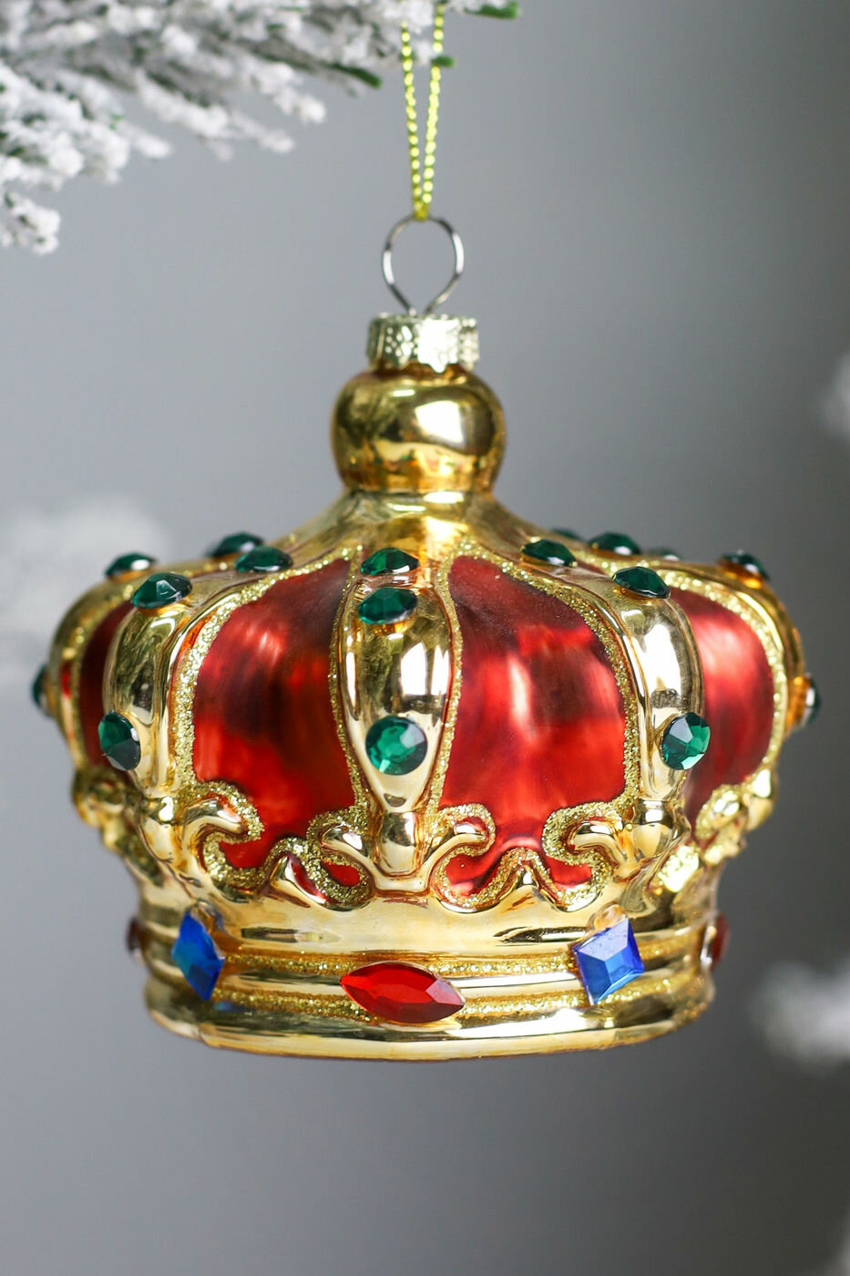 Ёлочная игрушка изумрудная тиара, стекло, 10 см, Goodwill BG50114-1