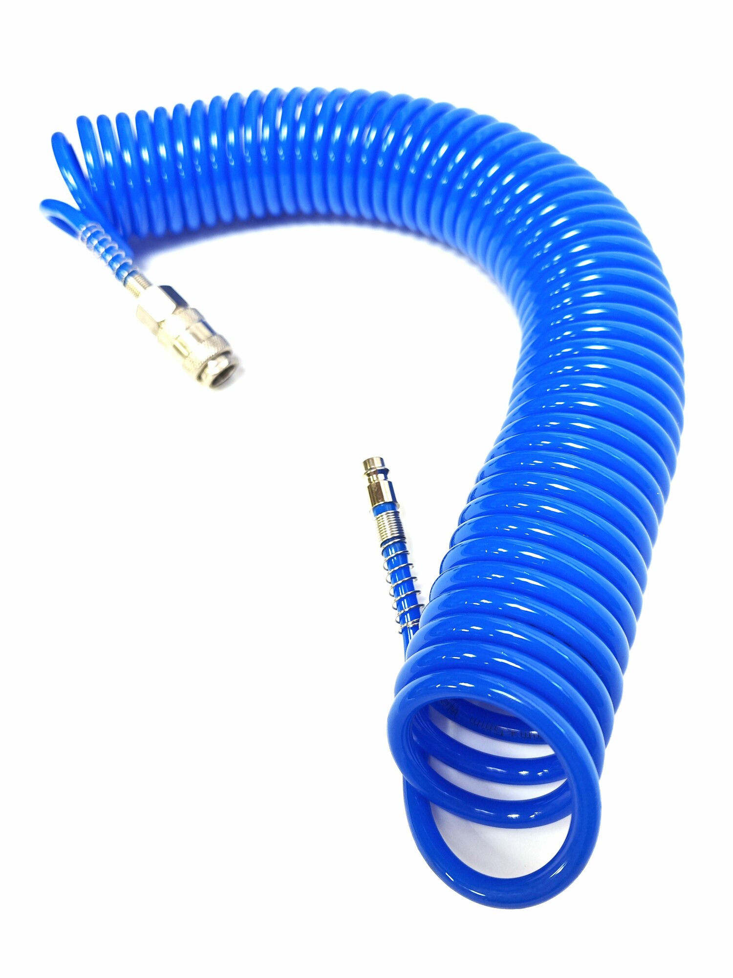 Шланг витой полиуретановый для воздушного компрессора PU спиральный 15м / 8мм / 5мм с быстросъемами, 150805м, МаякАвто