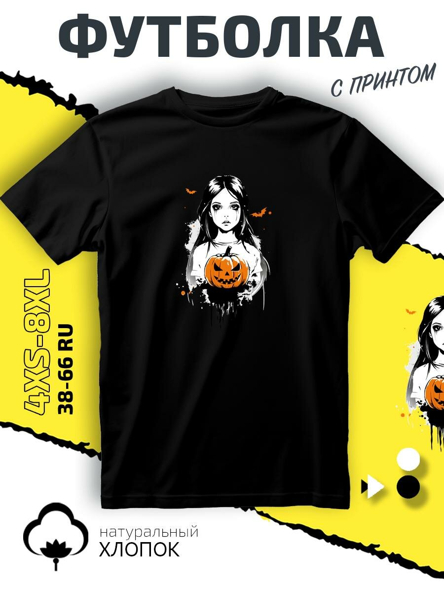 Футболка Девушка аниме хэллоуинская ночь