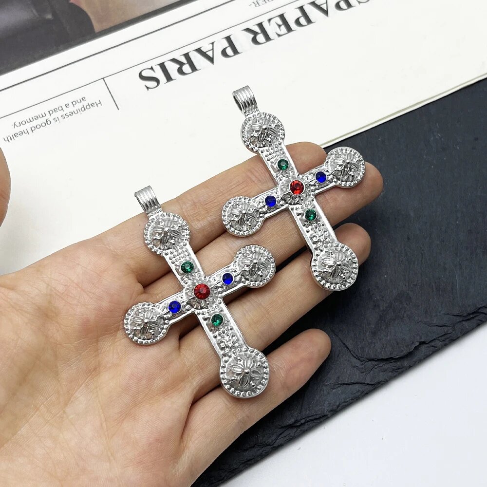 Панк кулоны с крестом 2 шт silvery