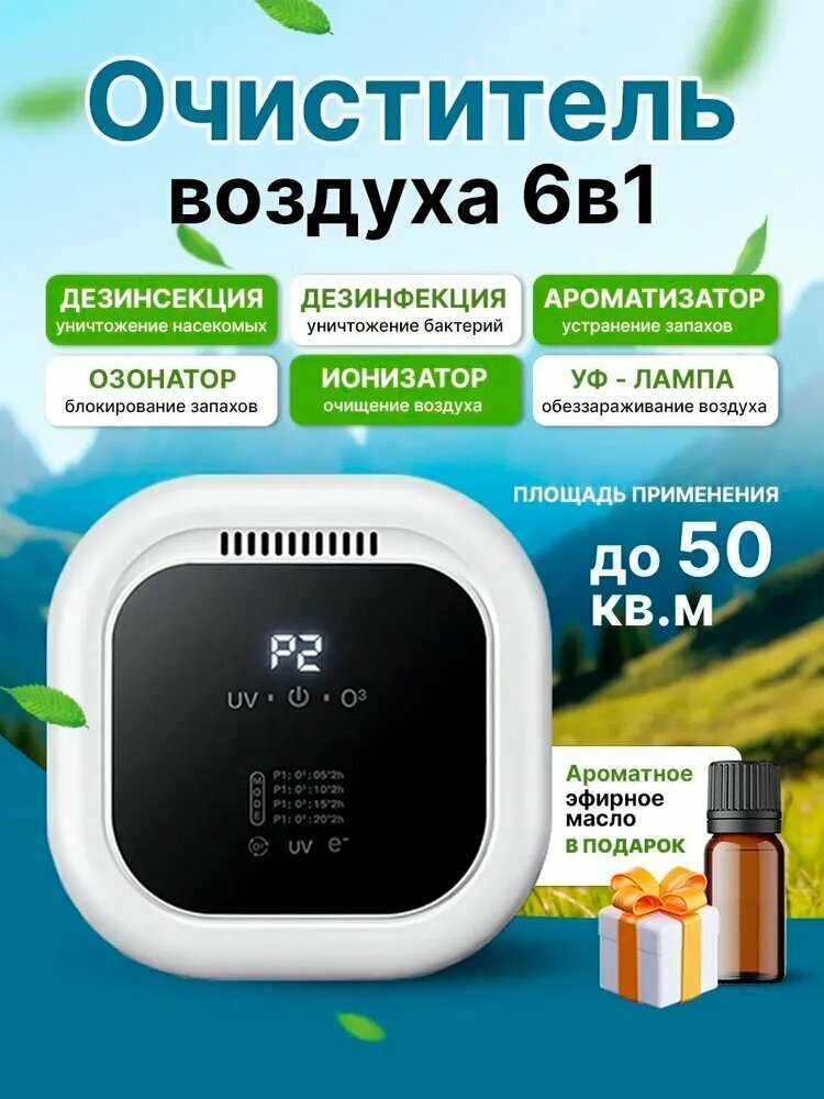 Очиститель воздуха Озонатор воздуха для дома 6 в 1 / ионизатор воздуха автомобильный(подключаемая модель)