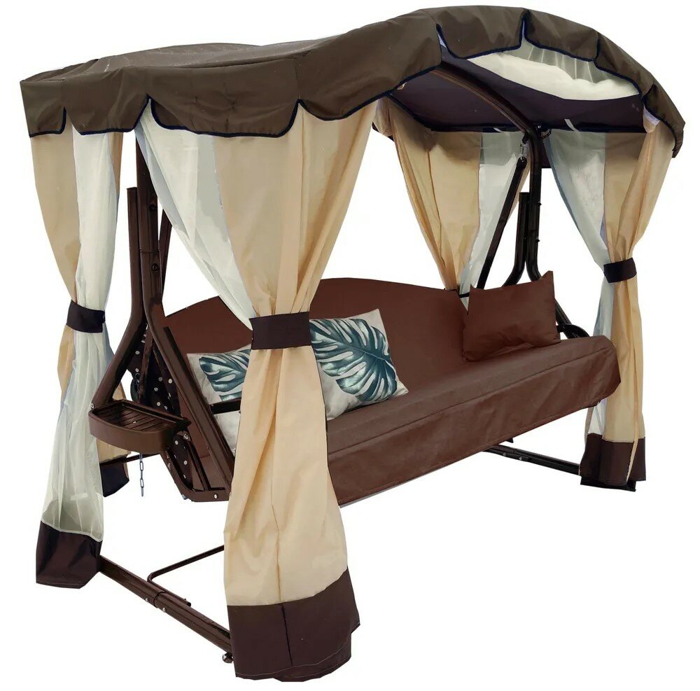 Качели садовые АМС "Сахара премиум", металл, 4 места, бежевые