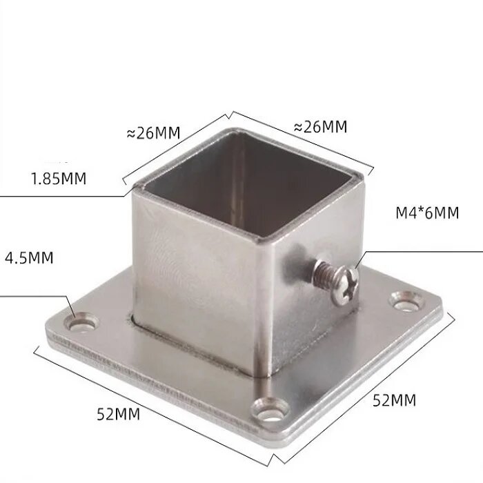 Квадратные опоры для труб 25x25 мм, 4 шт. 25X25mm
