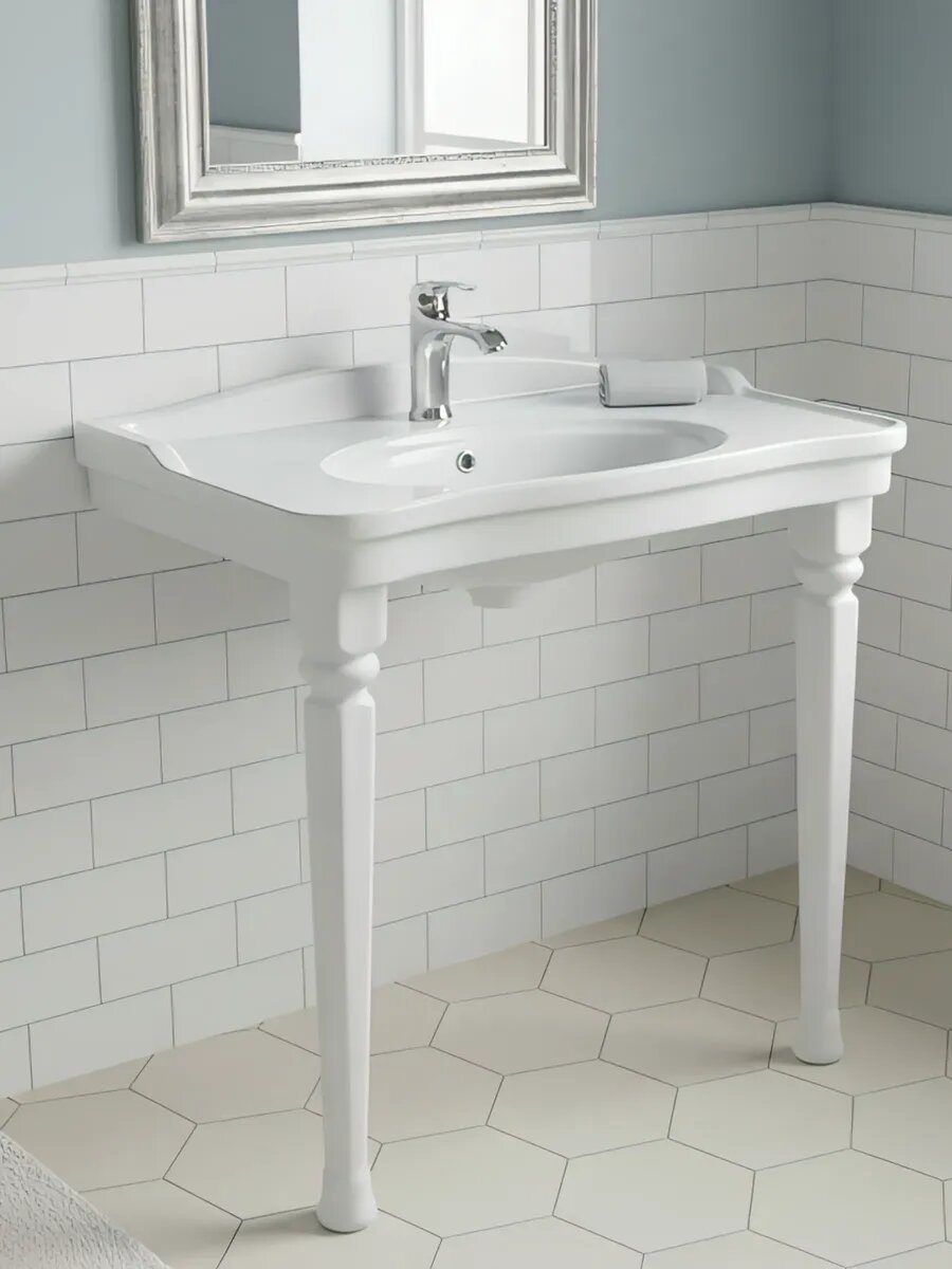 Раковина Creavit, напольная, антигрязевая, фарфоровая, белая