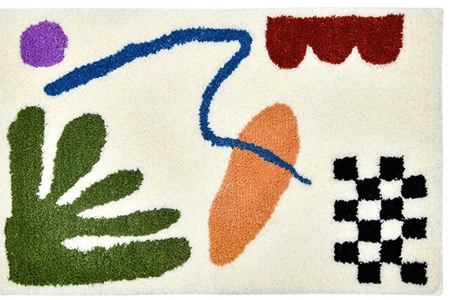 Ковровое покрытие с геометрическим узором, толстое и мягкое, подходит для комнат, прихожих, ванных комнат и других помещений. Обладает противоскользящими и впитывающими свойствами, может использоваться в качестве напольного коврика.