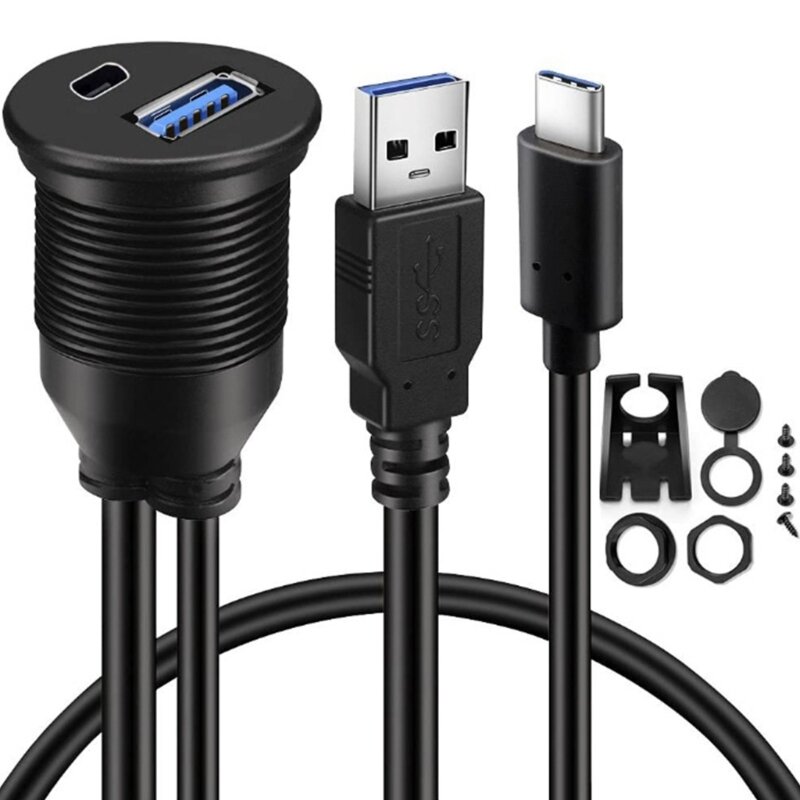 Удлинитель кабеля панели приборной панели автомобиля USB 3.0 + Typec водонепроницаемый кабель-удлинитель-1 м