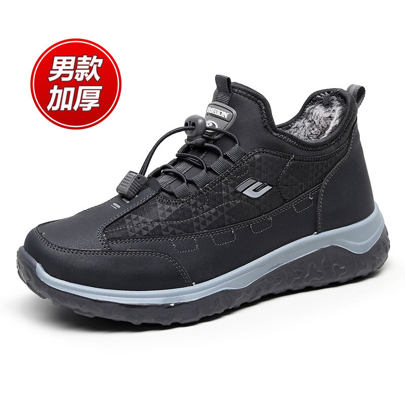 Женские зимние хлопковые туфли для людей среднего и пожилого возраста, утепленные и на флисовой подкладке, теплые, старинные пекинские тканевые туфли, нескользящие хлопковые сапоги, обувь для ходьбы.