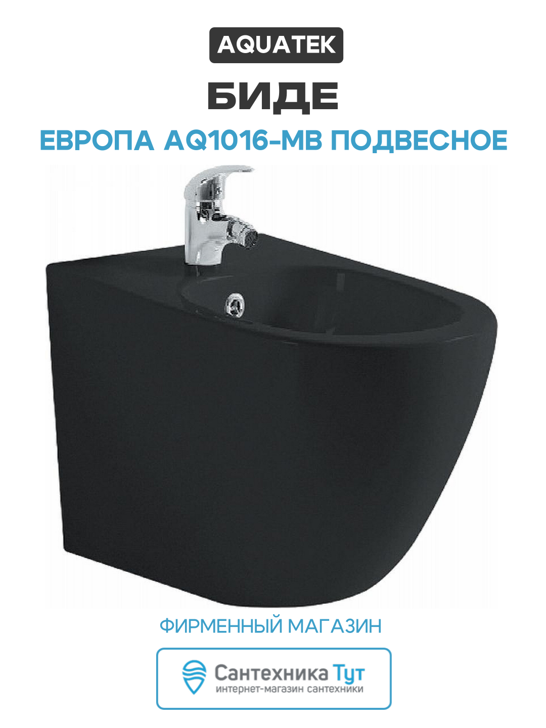 Биде Aquatek Европа AQ1016-MB подвесное Черное матовое фарфор подвесной Россия
