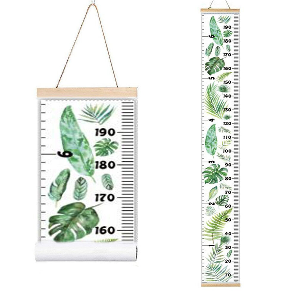 Ростомер с подвесными зелеными листьями, 2 шкалы, точная, легко читаемая линейка для детей, ванной, стены, окна, дома.