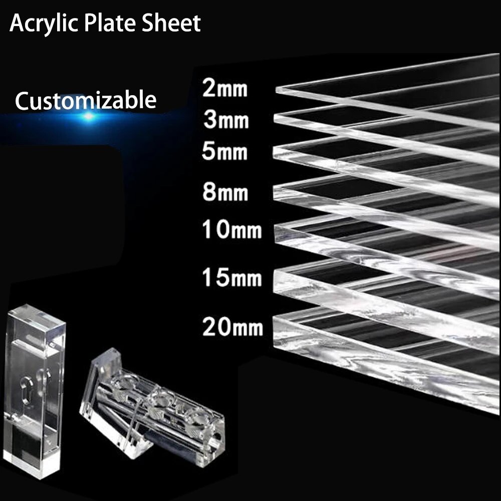 Прозрачный акриловый лист PMMA 2 мм 100x100mm, Thickness 1mm