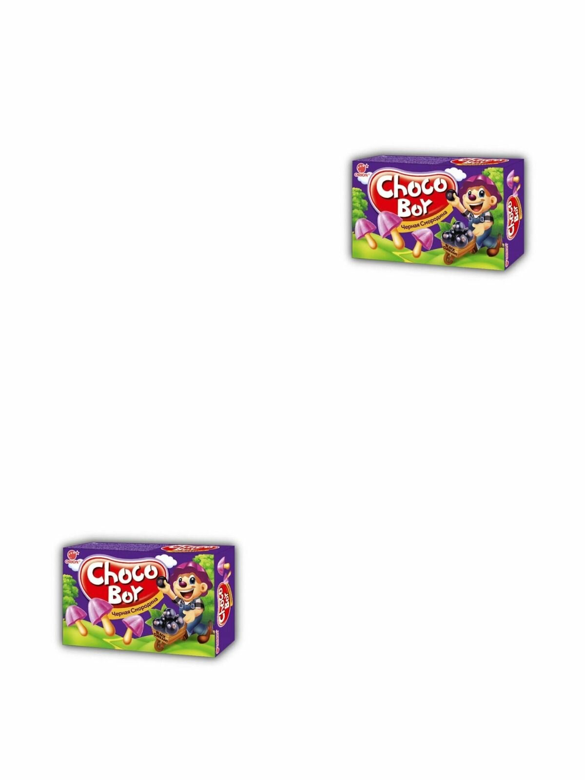 Orion Печенье Choco Boy, бисквитное, со вкусом черной смородины, 45 г, 2 уп