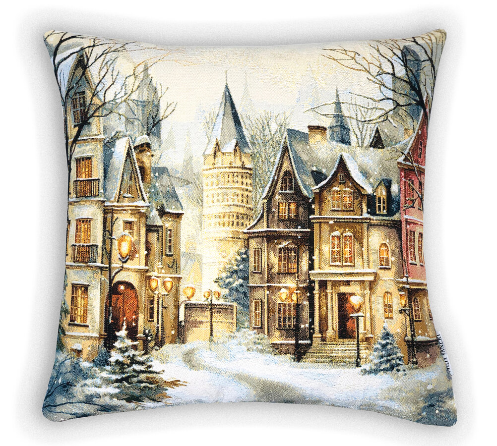 Декоративная гобеленовая наволочка "Заснеженный город роз" 45х45 см MIDA VANERI