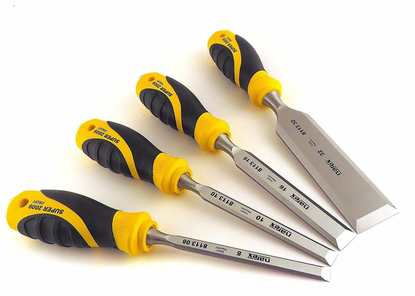 Набор из 4 плоских стамесок с ручкой NAREX SUPER 2009 LINE PROFI 8, 10, 16, 32 мм 860601