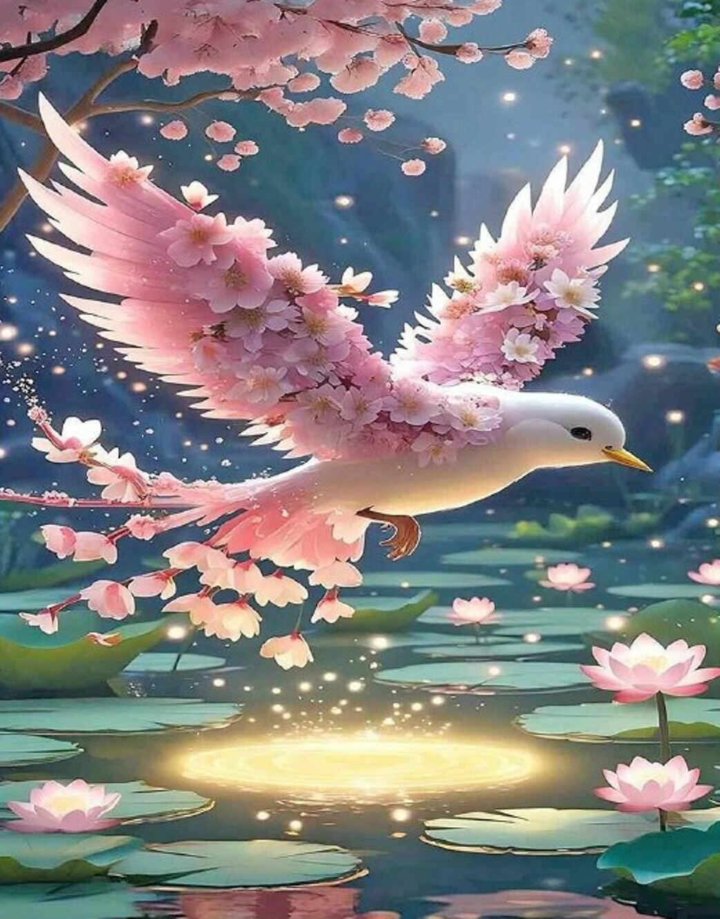 Алмазная мозаика на подрамнике 40*50 "Цветочный голубь"