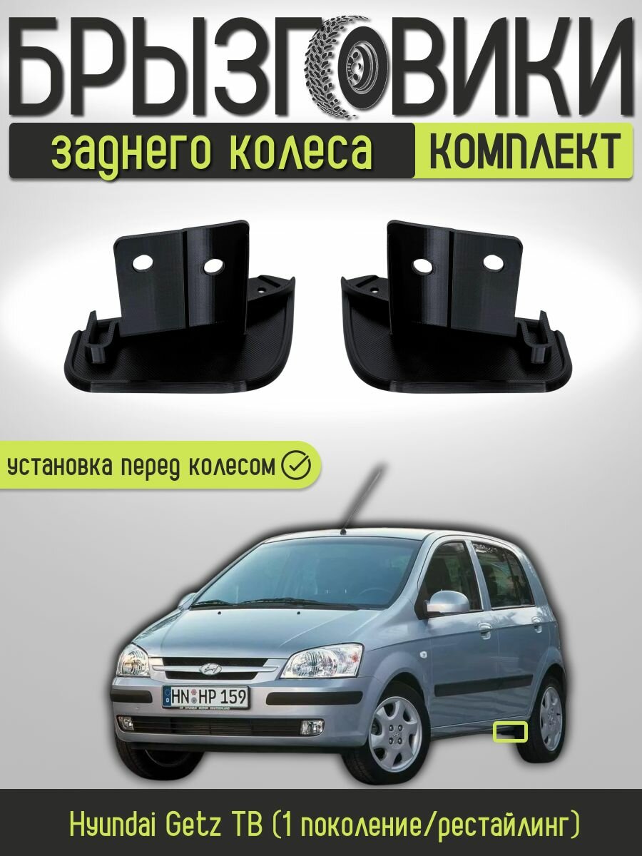 Комплект передних брызговиков (аэродинамических щитков) заднего колеса для Hyundai Getz TB (1 поколение/рестайлинг) 2002-2011, 86862-1C000/86861-1C000