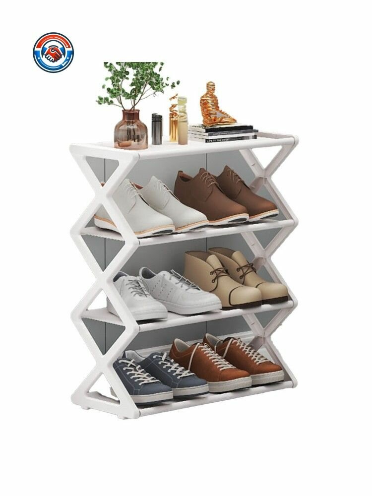 Лестничная обувница X-образной формы, компактная напольная полка для обуви, многоуровневая организация кроссовок и ботинок, легкая сборка, универсальная для прихожей, спальни, общежития