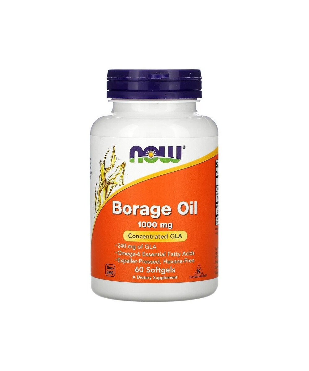NOW Foods Borage Oil, Масло бурачника 1000 мг 60 гел. капсул