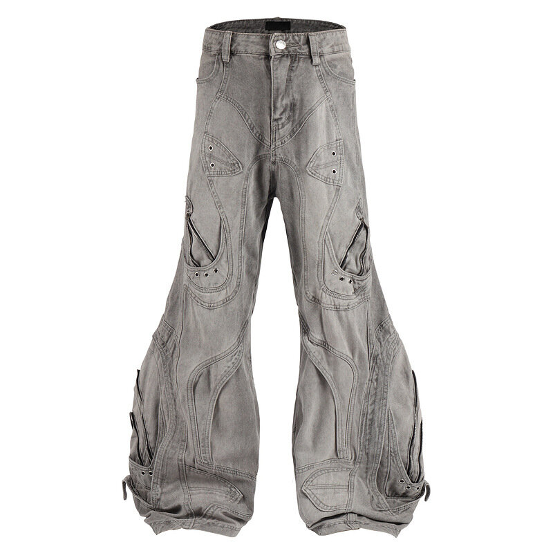 MON Мужские Брюки Зима Толстые Флис Теплые Кэжуал Американские Широкие Деним, Размер_XL