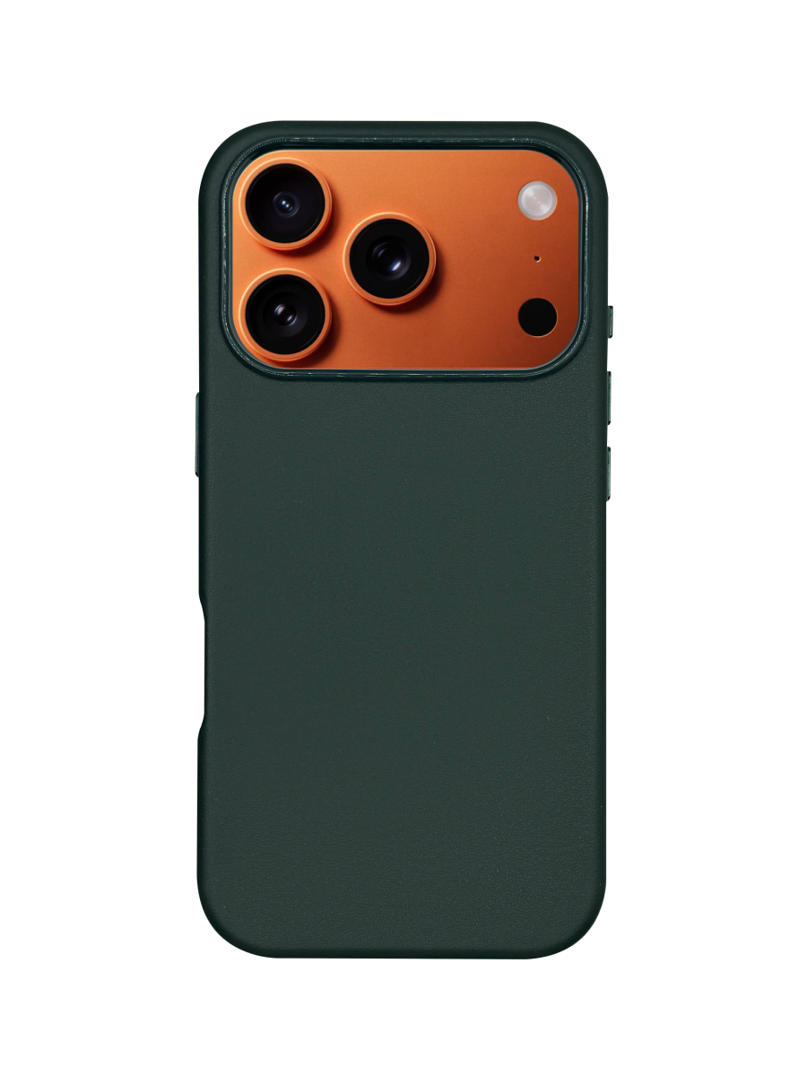 Кожаный чехол Магсейф для iPhone 17 Pro Shirt green / Leather Case Магсейф для Айфон 17 Про / Зеленый