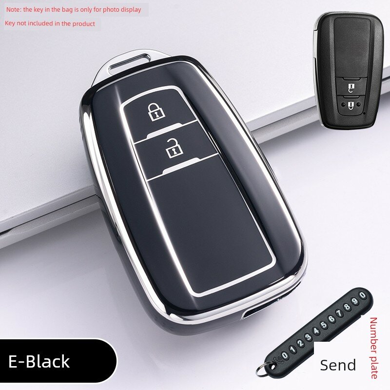 Одиночный брелок для ключа с номером для Toyota Camry Corolla RAV4 - Черный, стиль E