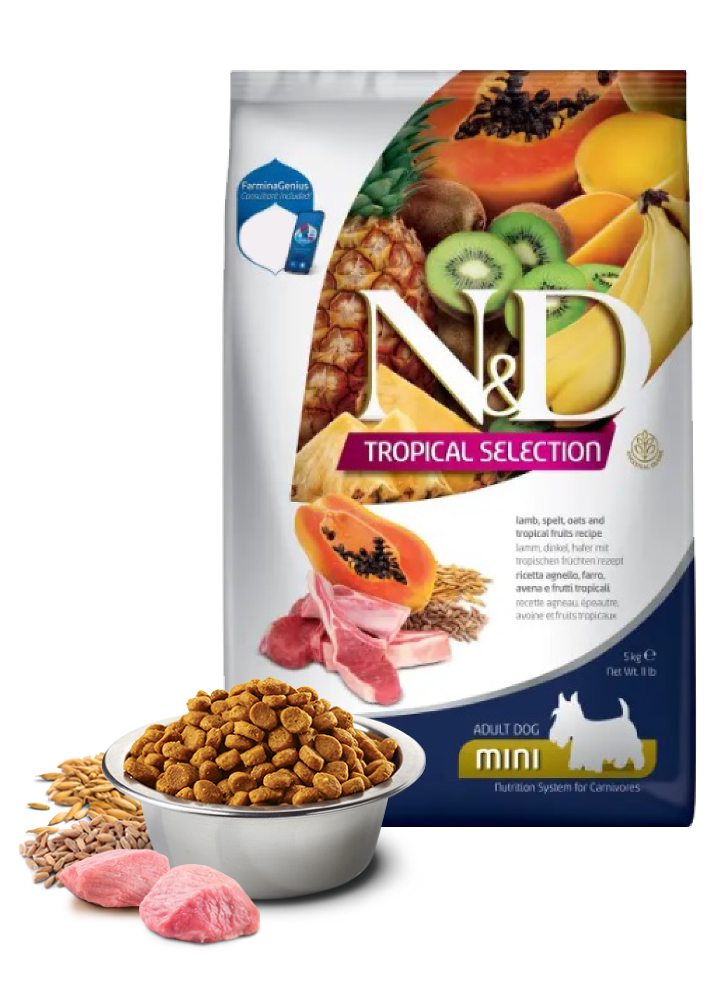 Сухой корм Farmina N&D Tropical Selection для собак мелких пород с ягненком и фруктами, 5кг