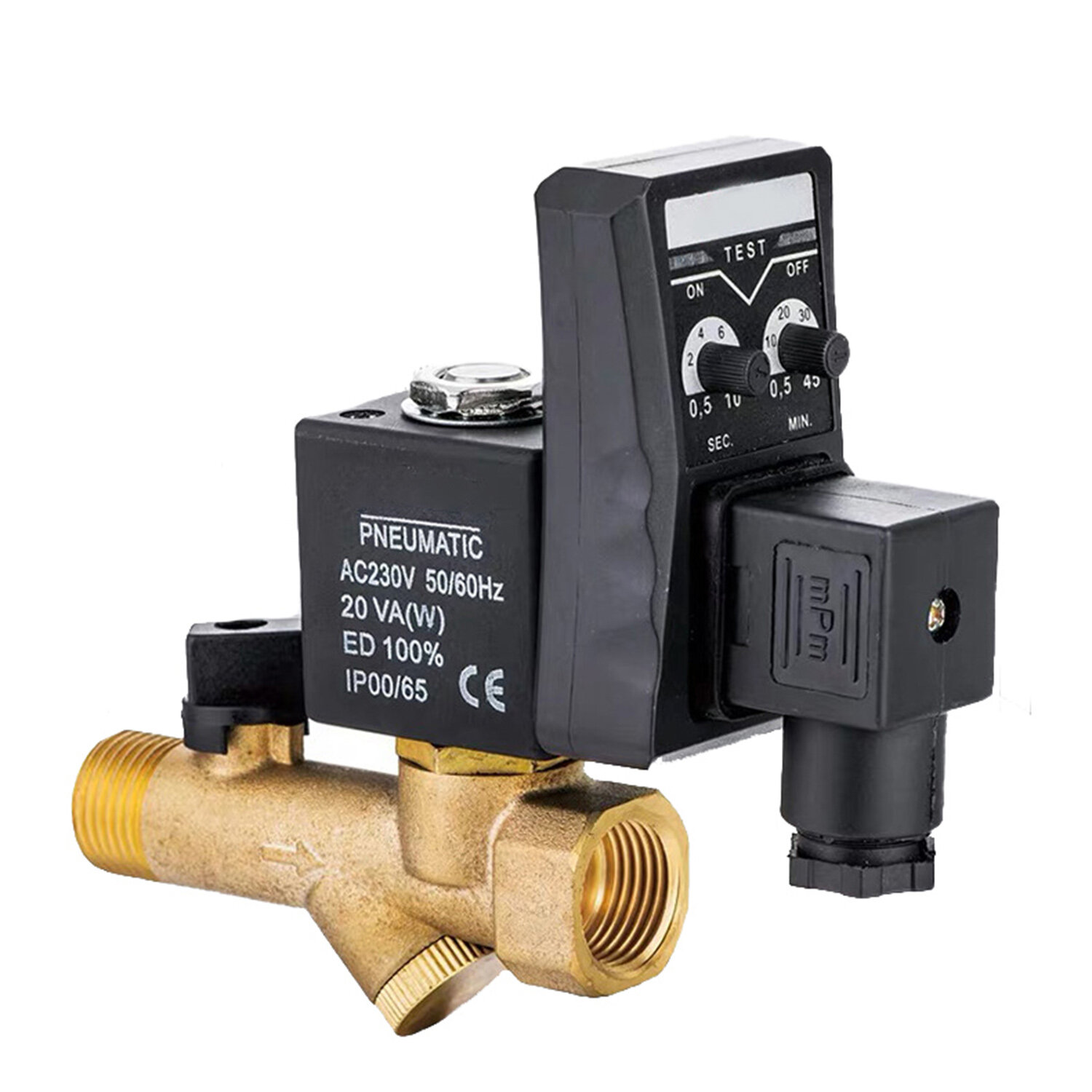 1/2-дюймовый электронный дренажный клапан Латунный автоматический конденсатоотводчик с таймером 2-ходовой однонаправленный соленоидный клапан для компрессора фильтра сепаратора осушителя