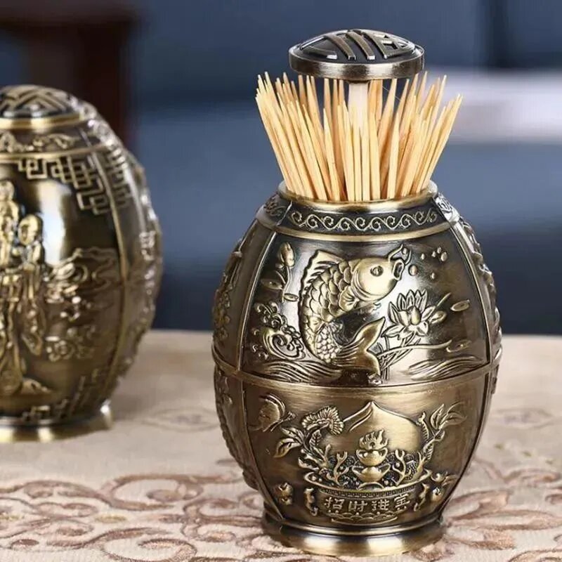 Контейнер для зубочисток "IKEA", серый металлик, с нажимным механизмом